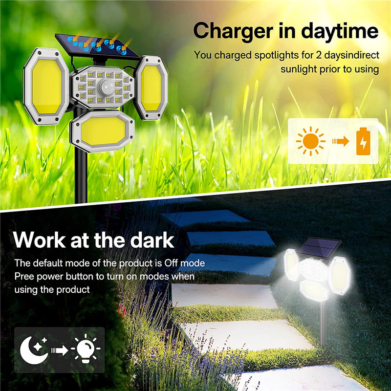 China 4 Head COB LED Solar Wall Light PIR Motion Sensor with USB ...